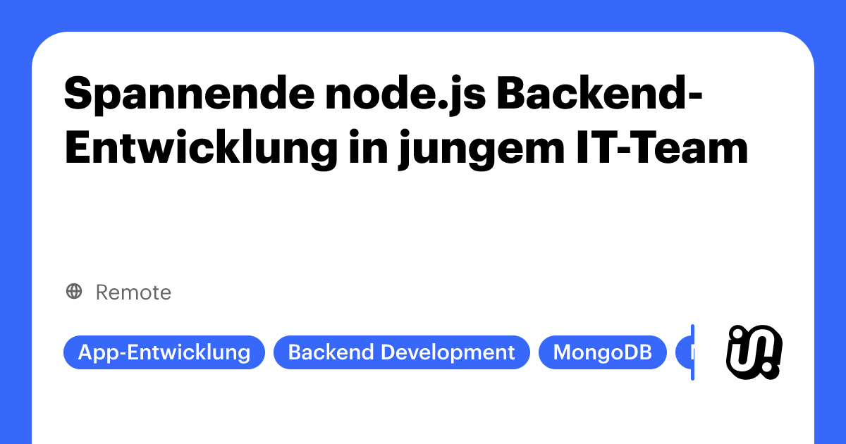 Spannende node.js Backend-Entwicklung in jungem IT… · Junico