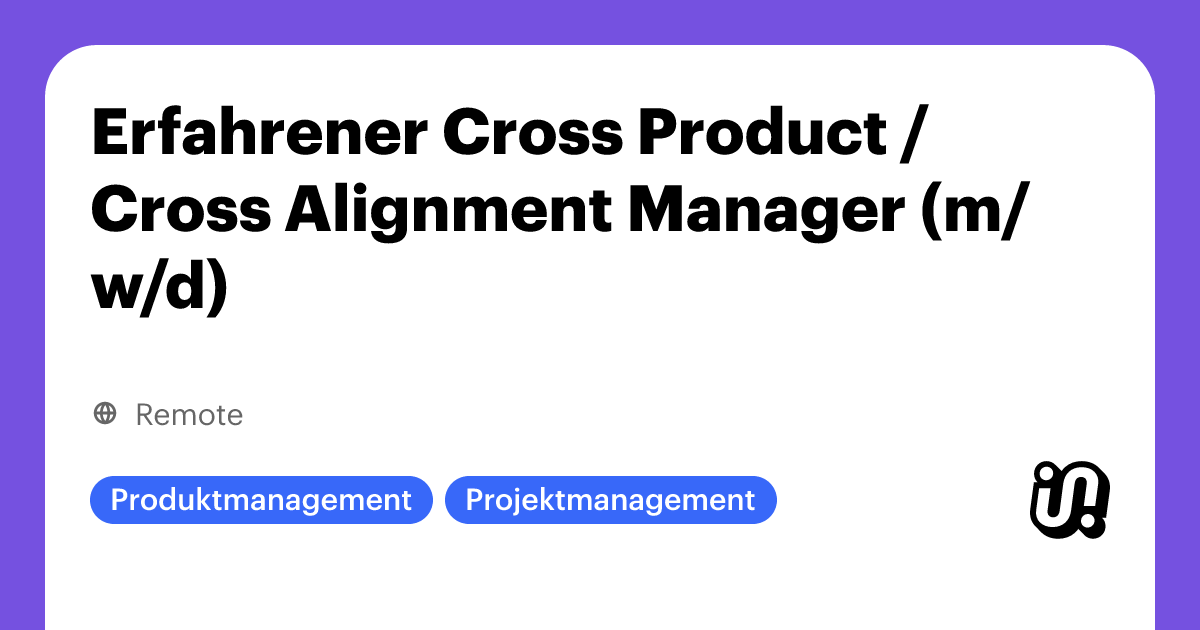 Erfahrener Cross Product / Cross Alignment Manager… · Junico