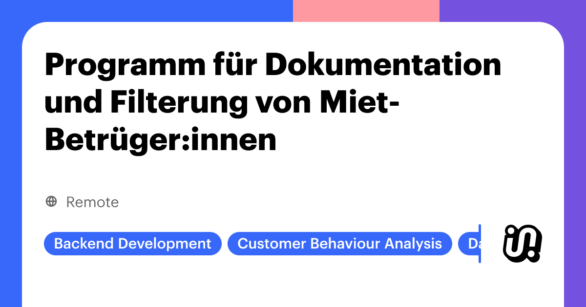 Programm für Dokumentation und Filterung von Miet-… · Junico