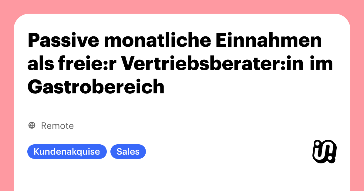 Passive monatliche Einnahmen als freie:r Vertriebs… · Junico