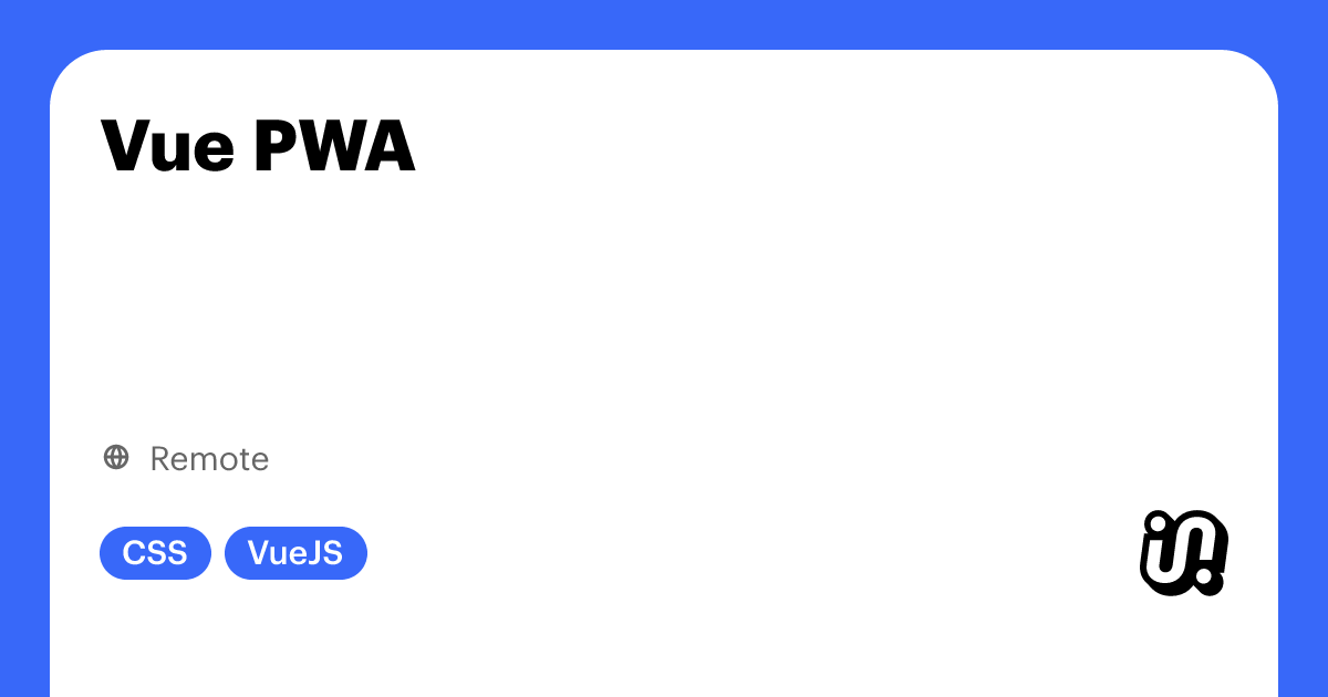 Vue PWA · Junico
