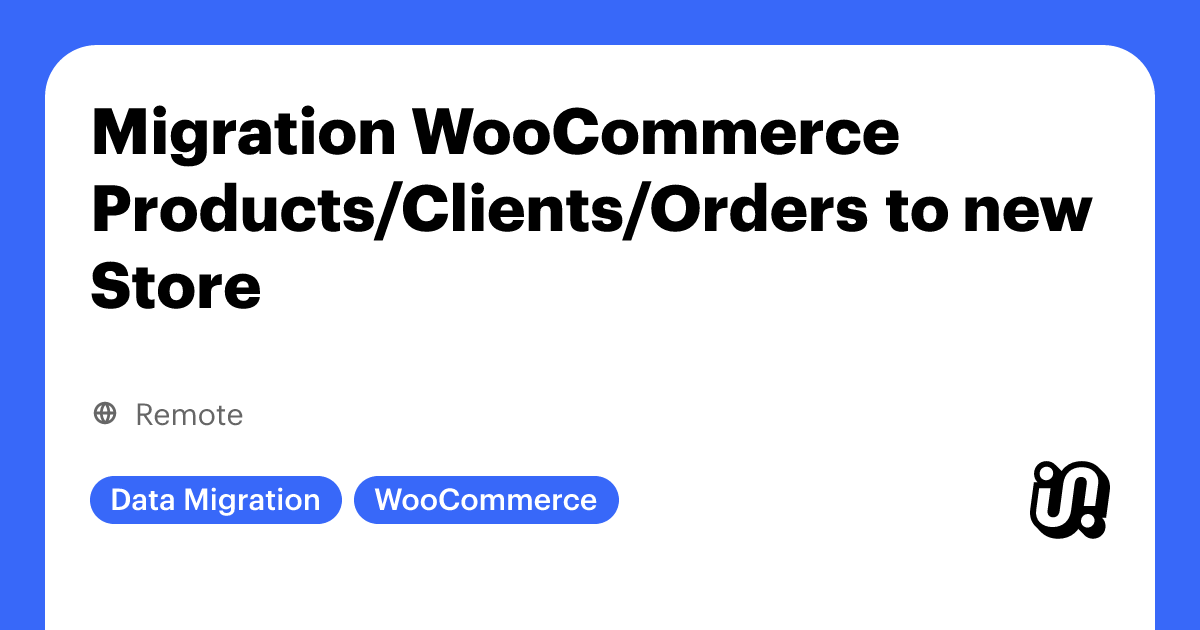 Migration WooCommerce Products/Clients/Orders to n… · Junico