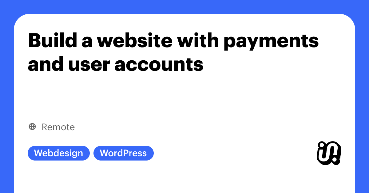Build a website with payments and user accounts · Junico