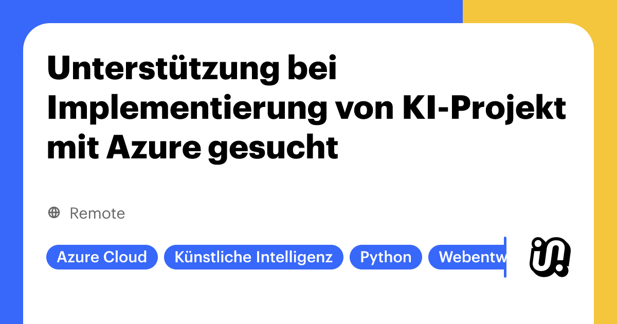 Unterstützung bei Implementierung von KI-Projekt m… · Junico