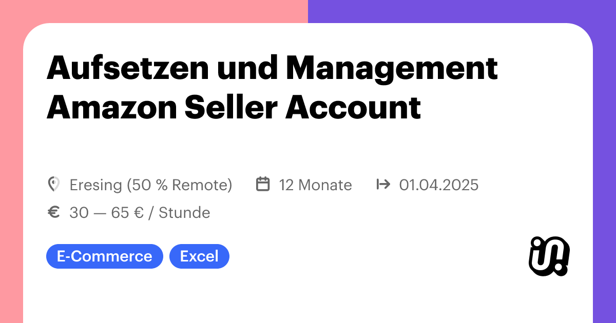 Aufsetzen und Management Amazon Seller Account · Junico