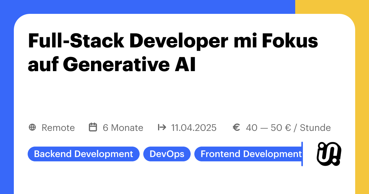 Full-Stack Developer mi Fokus auf Generative AI · Junico