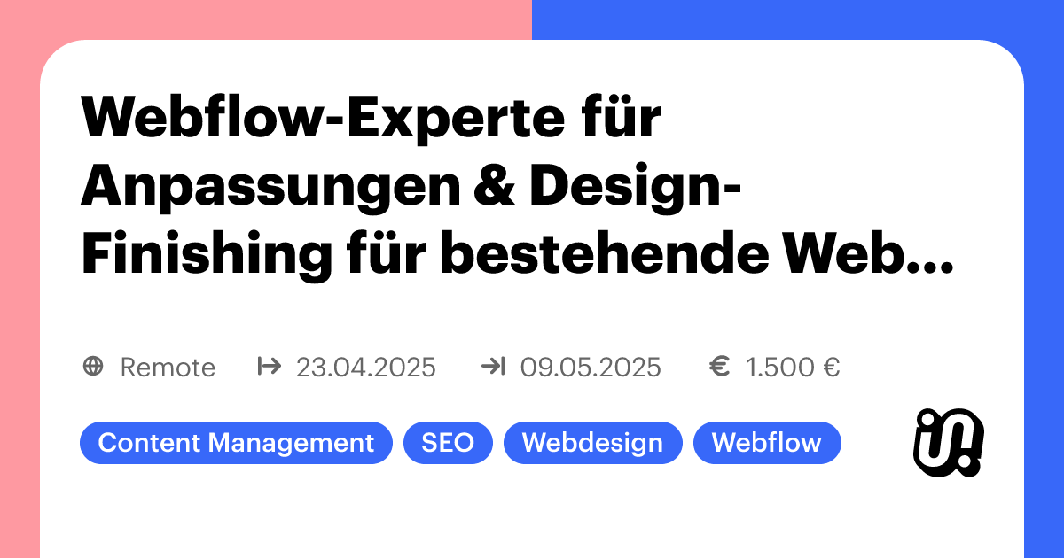 Webflow-Experte für Anpassungen & Design-Finishing… · Junico