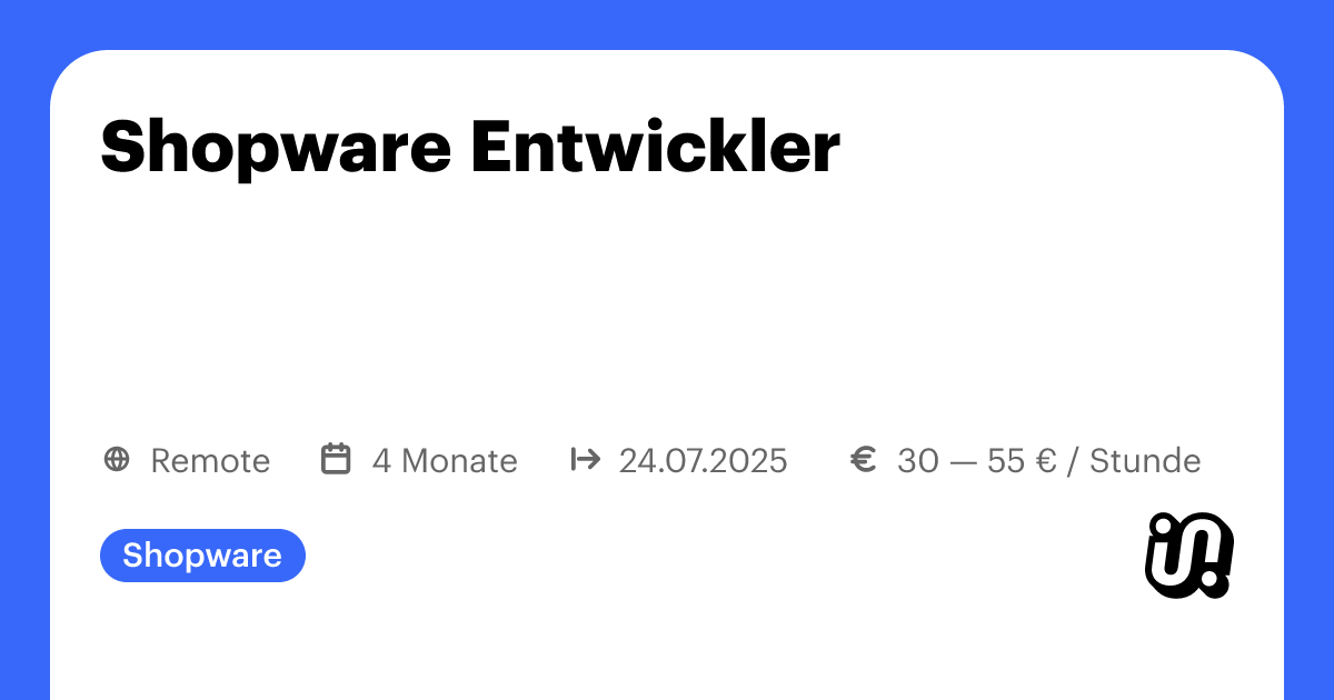 Shopware Entwickler · Junico