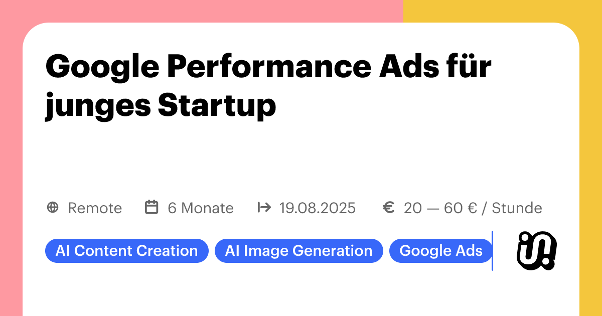 Google Performance Ads für junges Startup · Junico