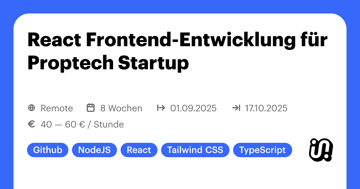 React Frontend-Entwicklung für Proptech Startup · Junico