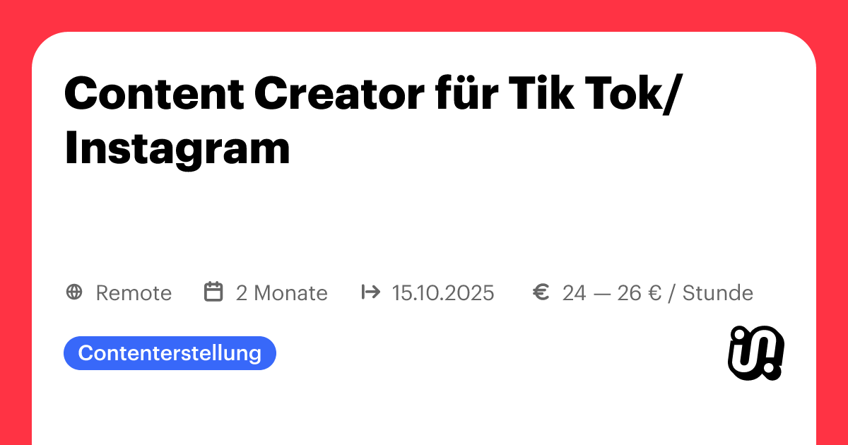 Content Creator für Tik Tok/Instagram · Junico