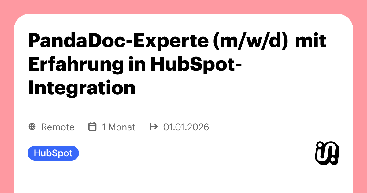 PandaDoc-Experte (m/w/d) mit Erfahrung in HubSpot-… · Junico